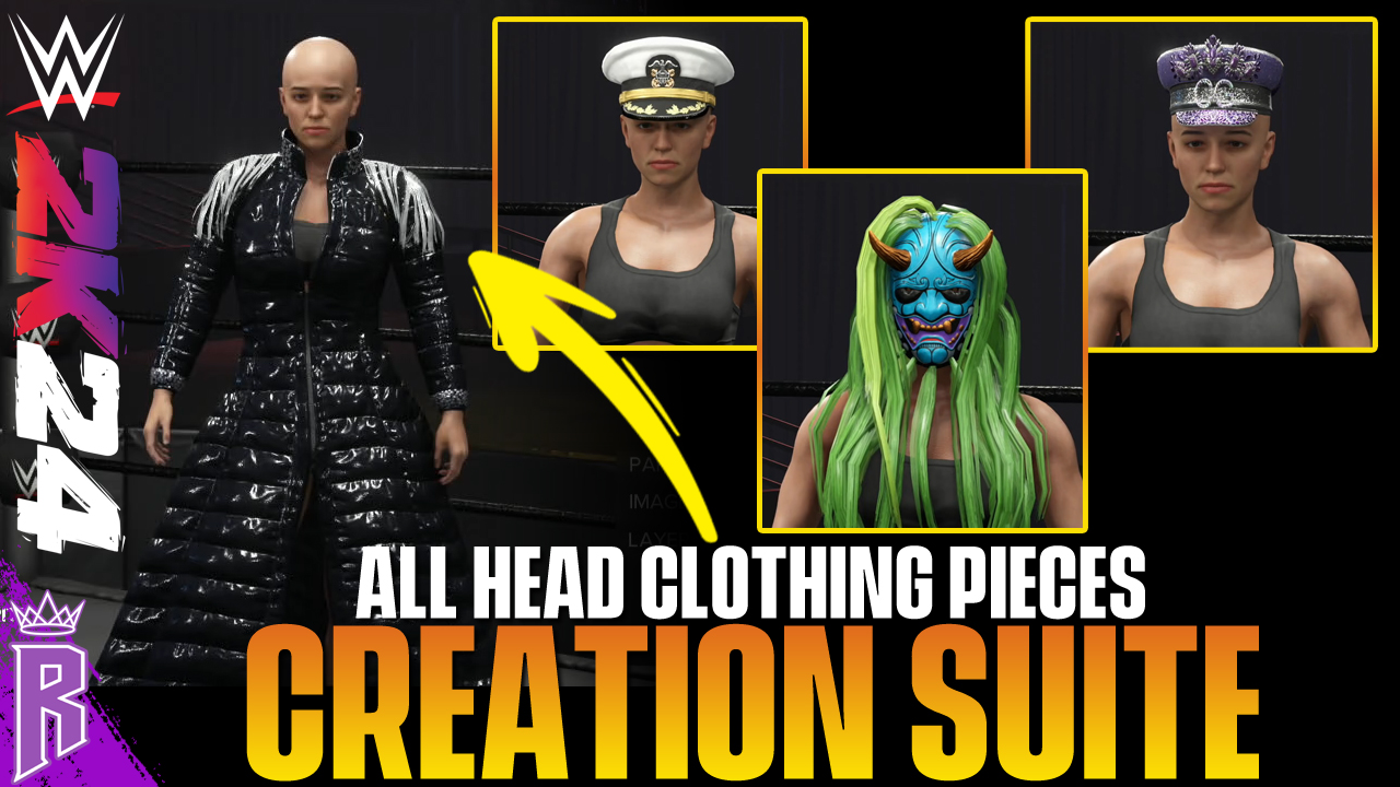 WWE 2K24 Creation Suite: All Head Clothing Pieces #WWE2K24 ...
